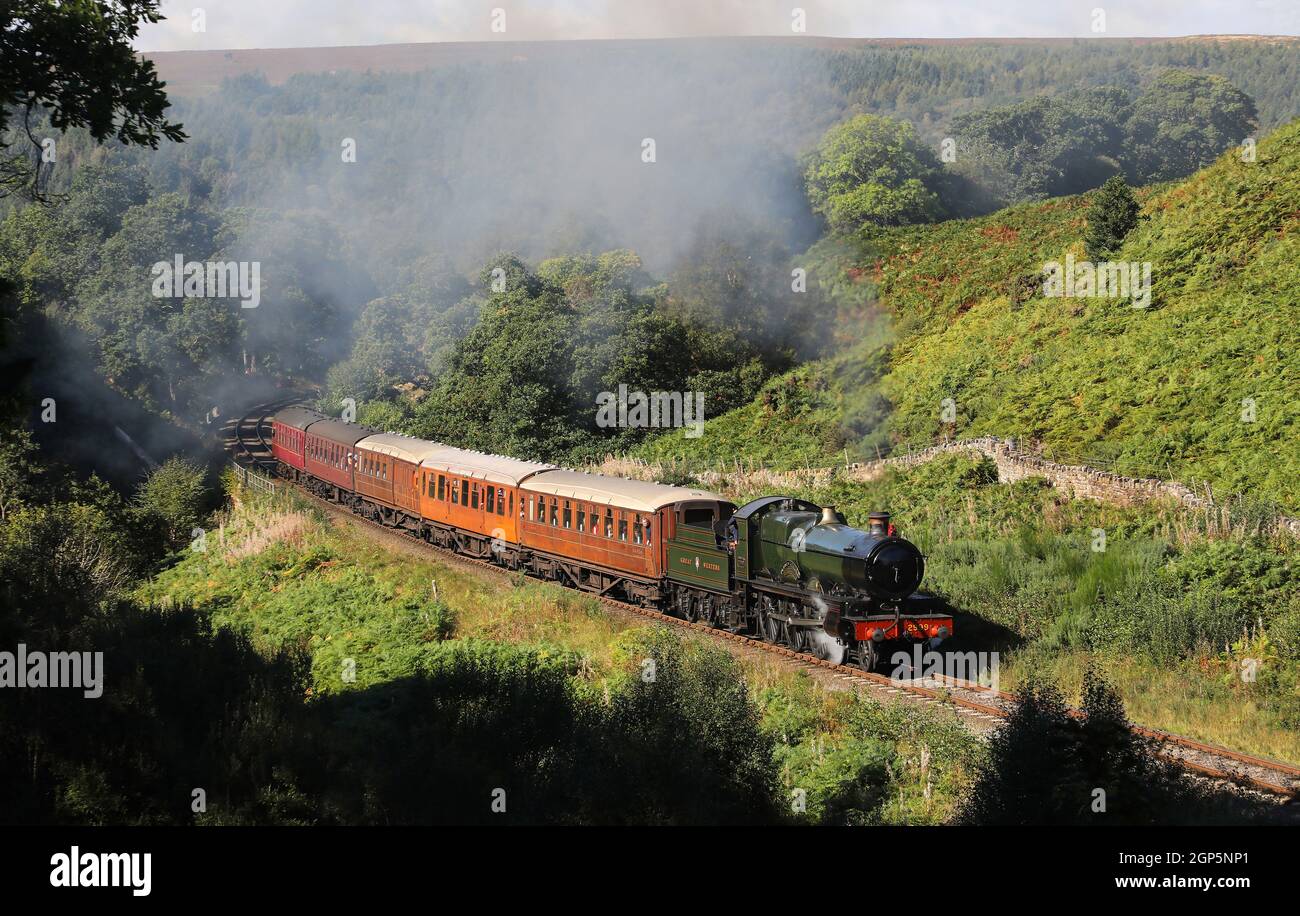 Saint 2999 passes Thomason Foss on 24.9.21 during the NYMR gala Stock ...