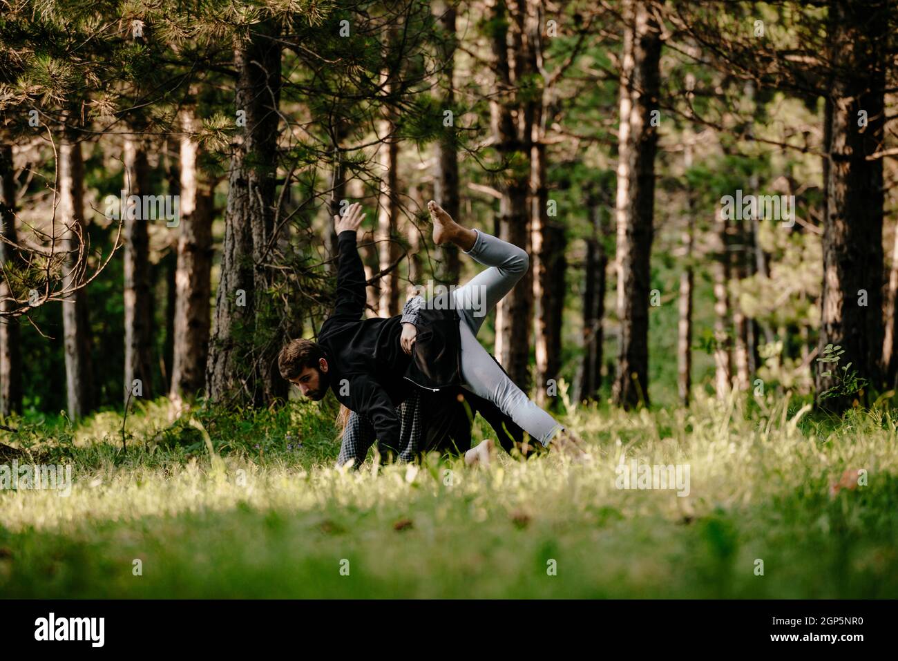 Happy traveler dancing in park hi-res stock photography and images - Alamy