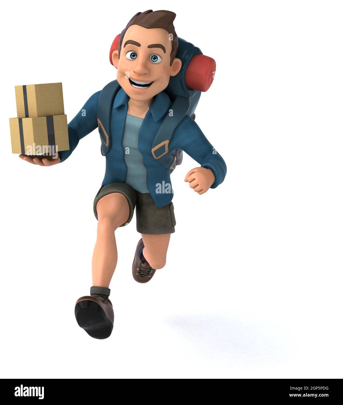 Fun illustration of a 3D cartoon backpacker Stock Photo - Alamy