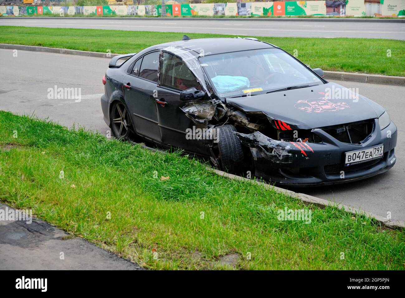 A high speed racing car crashed in an accident - Moscow, Russia ...