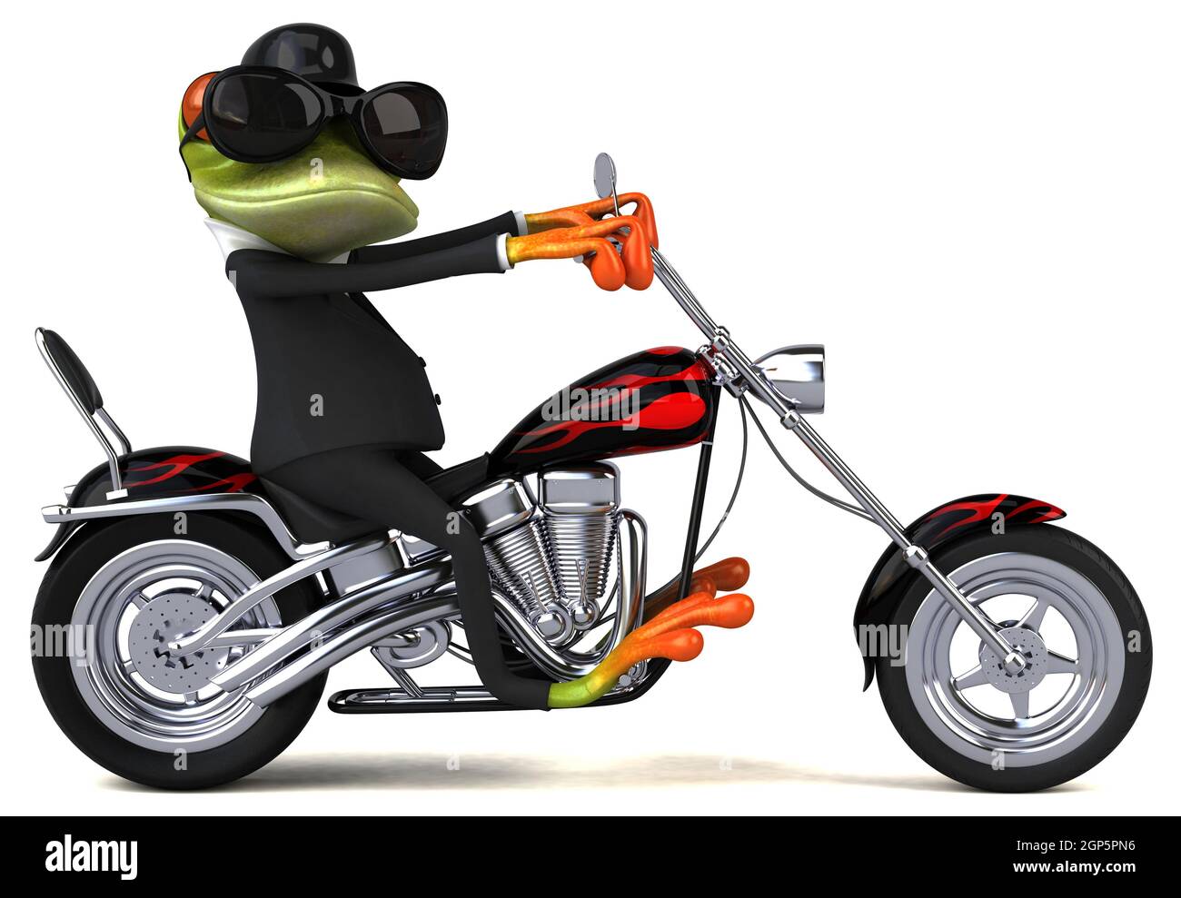 Fun frog on a motorcycle - 3D Illustration Stock Photo - Alamy
