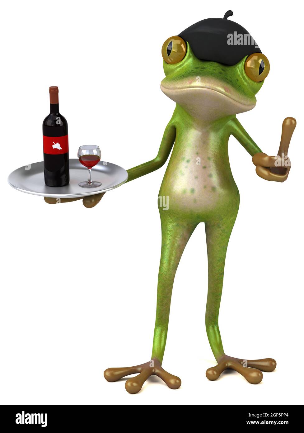 Fun french frog - 3D Illustration Stock Photo - Alamy