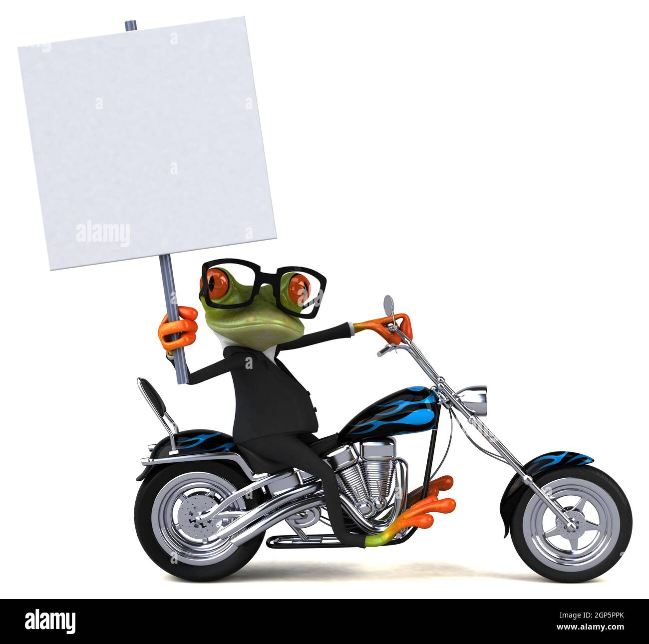 Fun frog on a motorcycle - 3D Illustration Stock Photo - Alamy