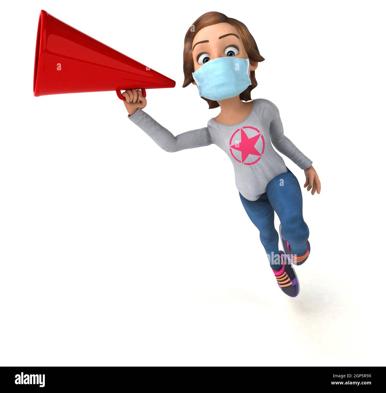 Fun 3D cartoon teenage girl with a mask Stock Photo - Alamy