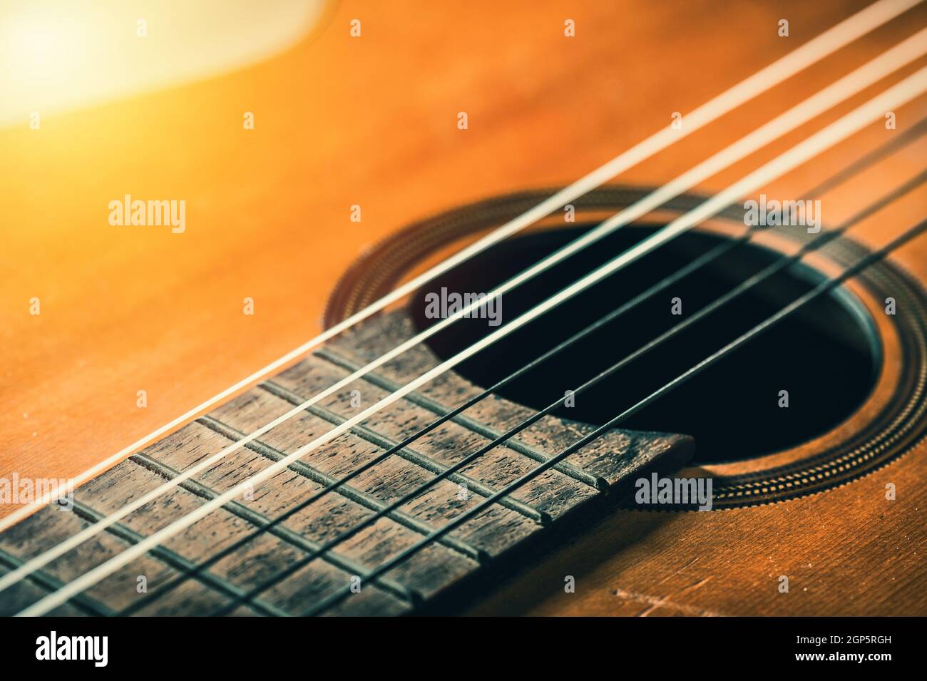 abstract classical guitar. closeup details of the guitar with shallow ...