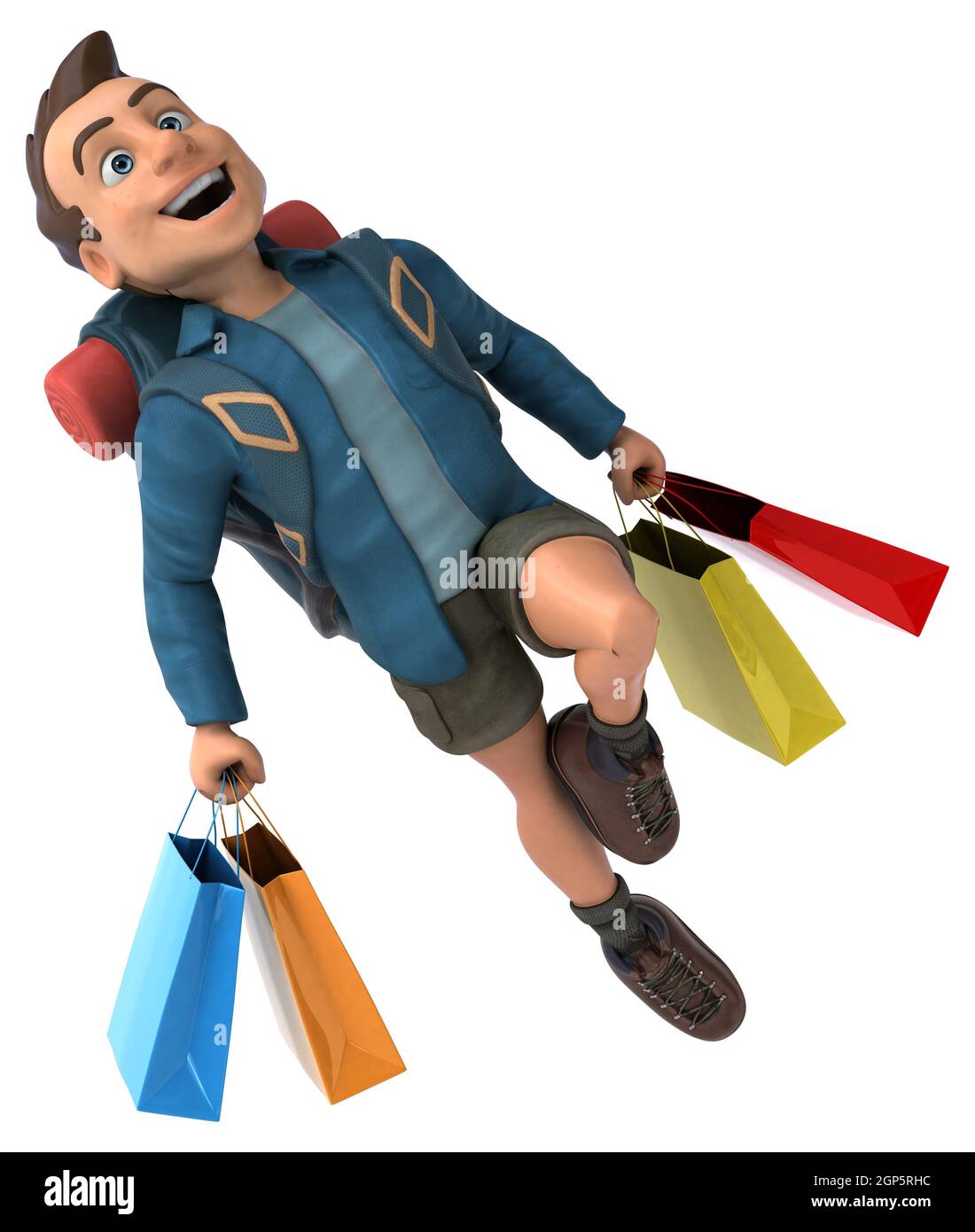 Fun illustration of a 3D cartoon backpacker Stock Photo - Alamy