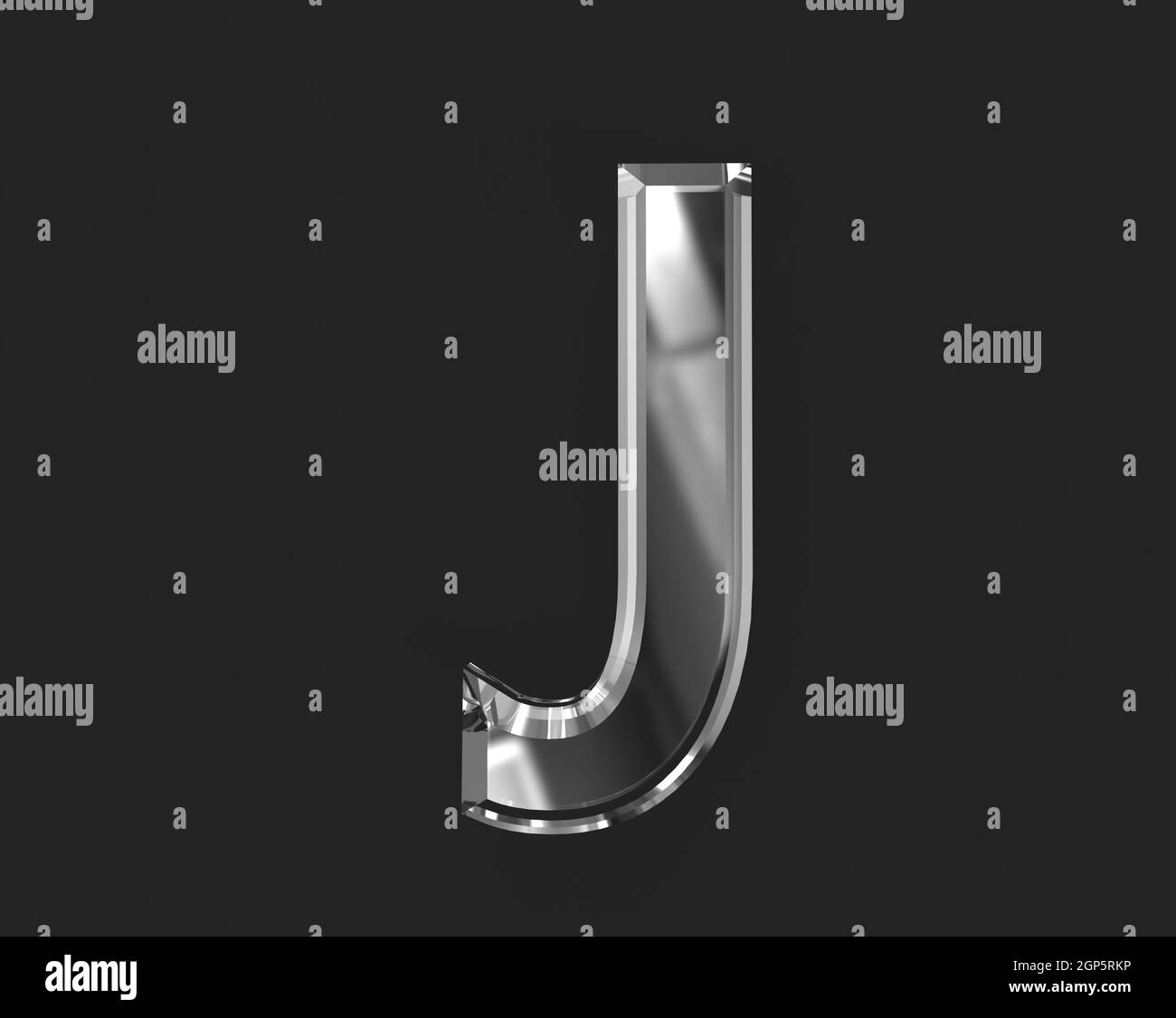 White polished reflective transparent font - letter J isolated on dark ...