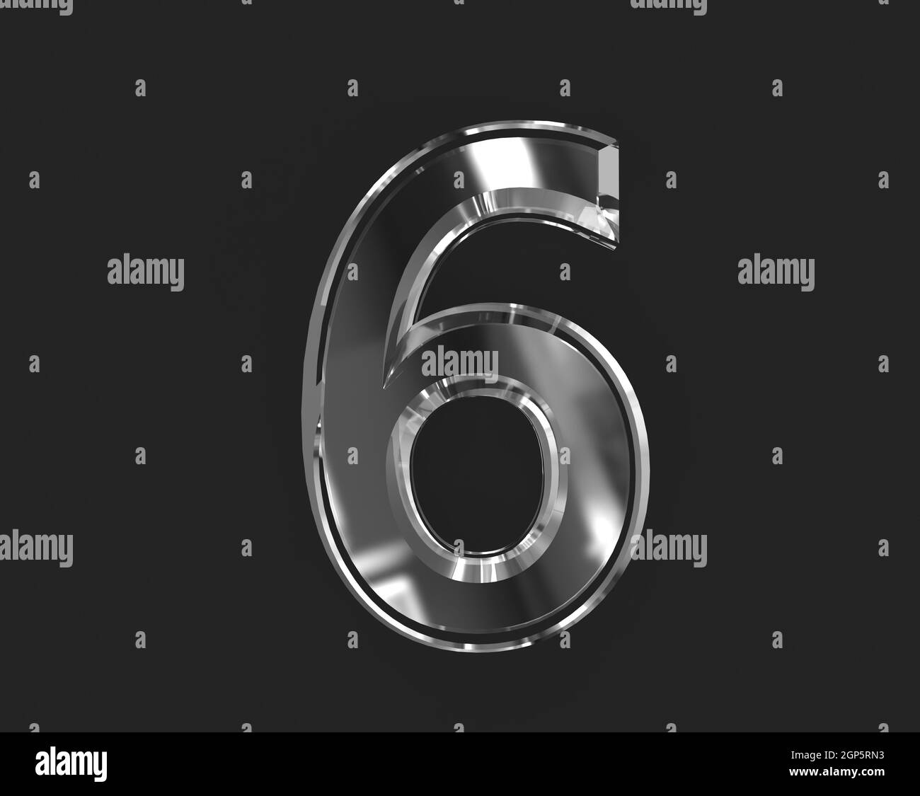 White shiny glassy clear font - number 6 isolated on dark, 3D ...