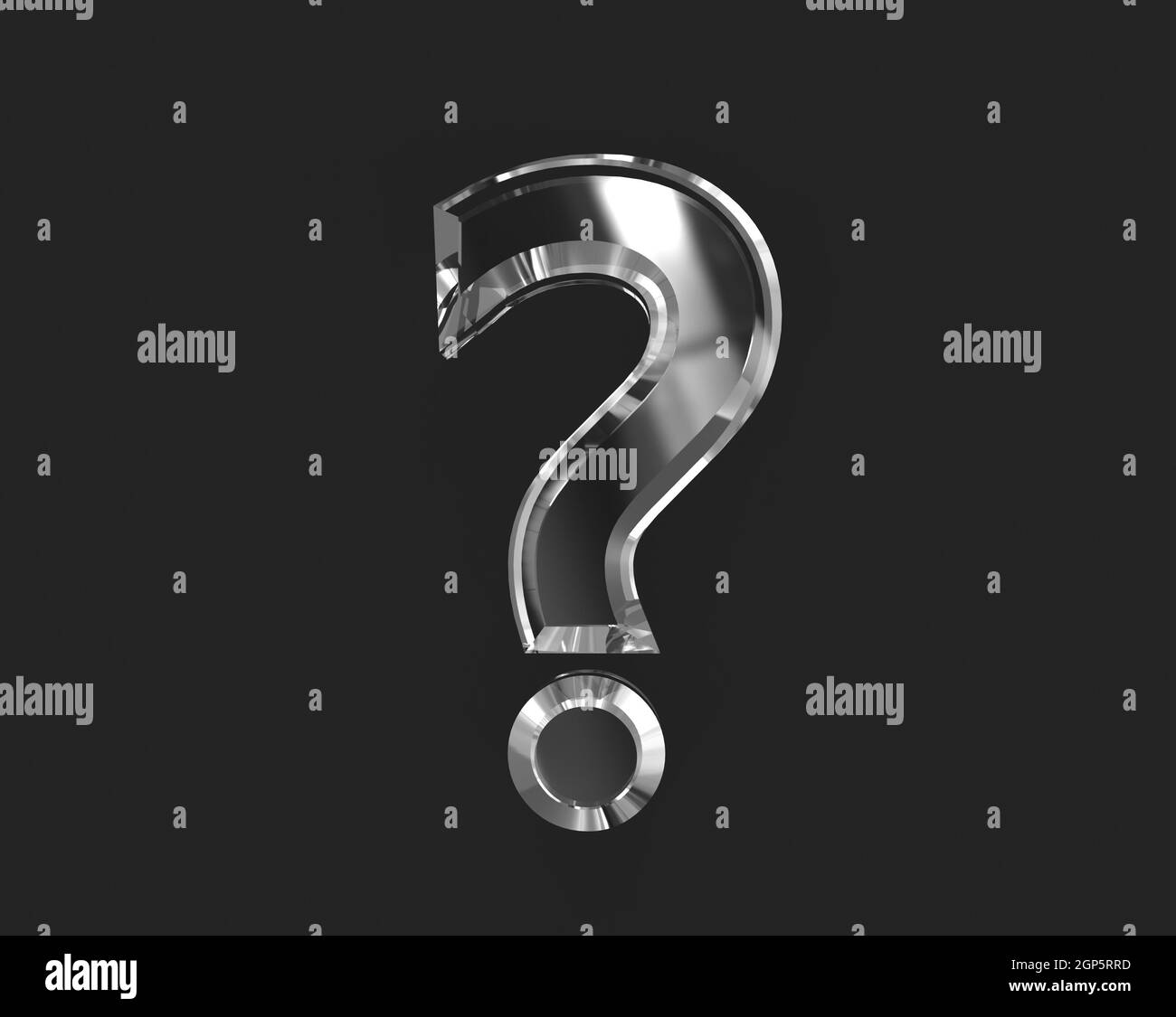 White shiny reflective transparent font - question mark isolated on ...