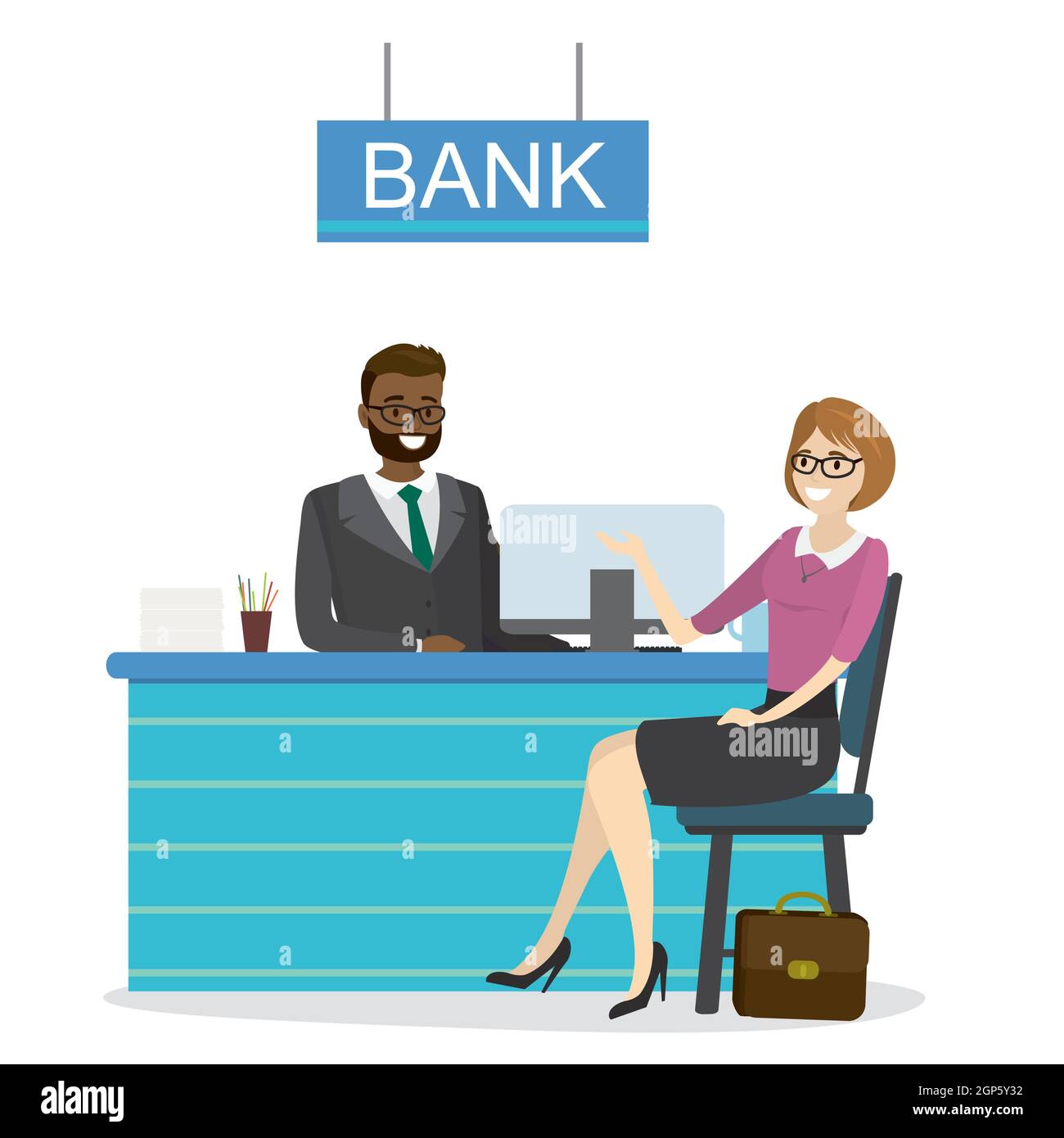 African american bank employee at work and caucasian female client ...