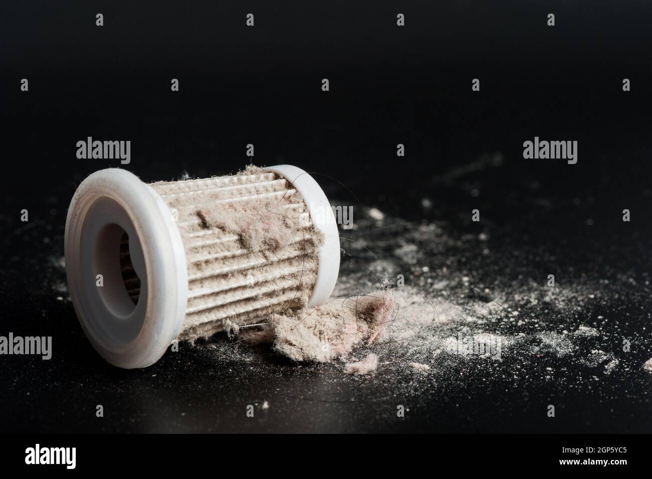 closeup common household dust on HEPA (High efficiency particulate air ...