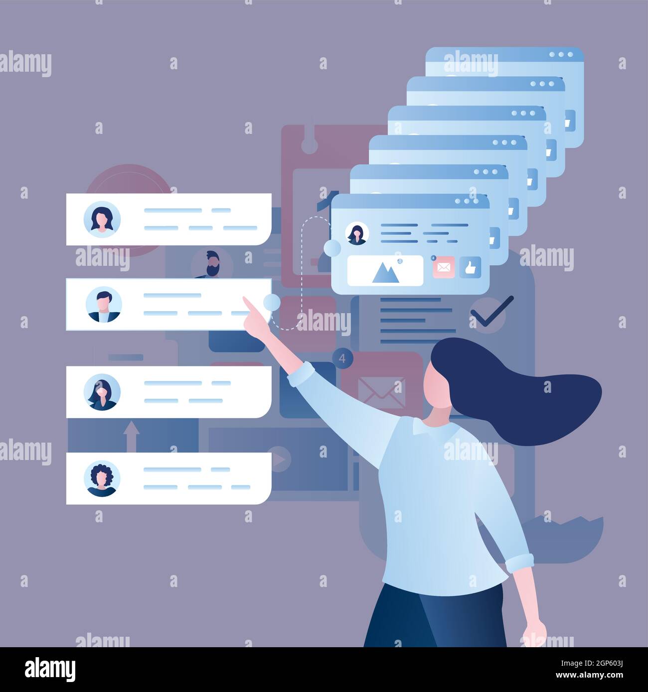 Business team building or recruitment concept.Businesswoman makes a ...