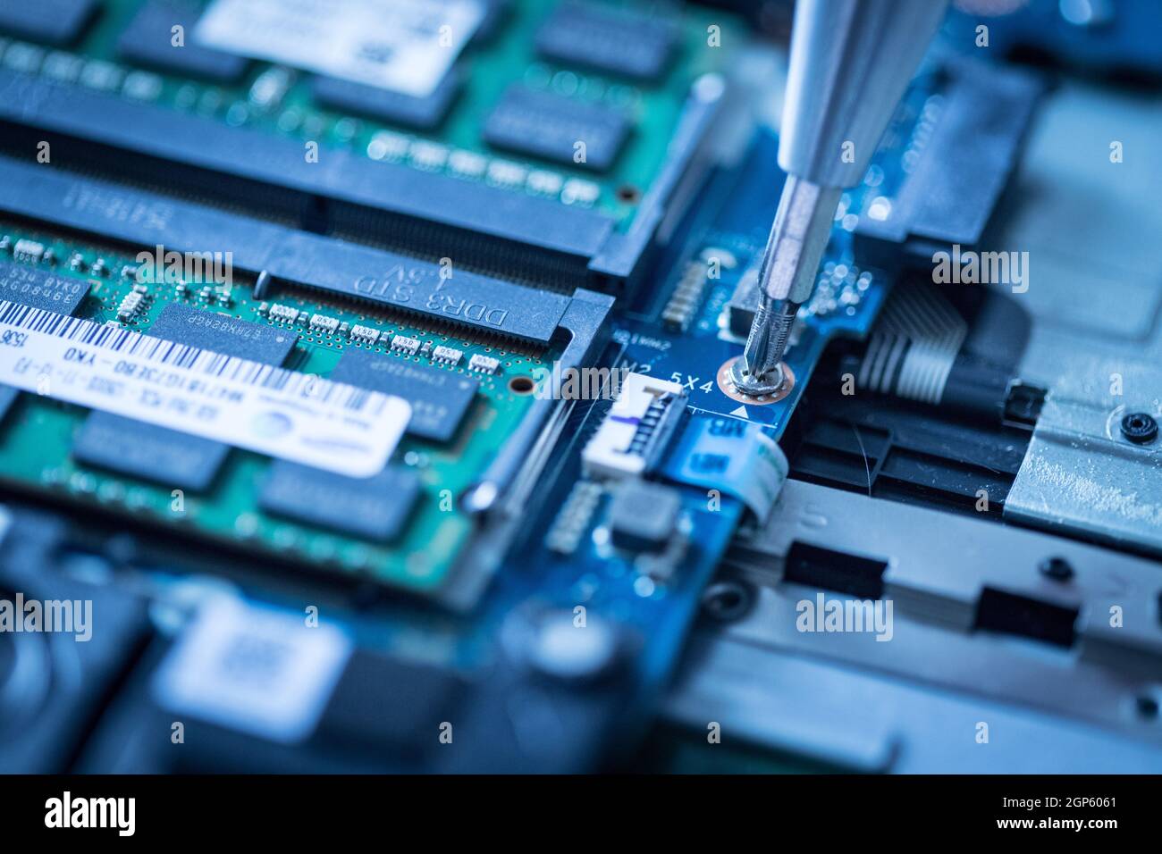 Computer chip on a circuit board, close up; Computer technology Stock ...