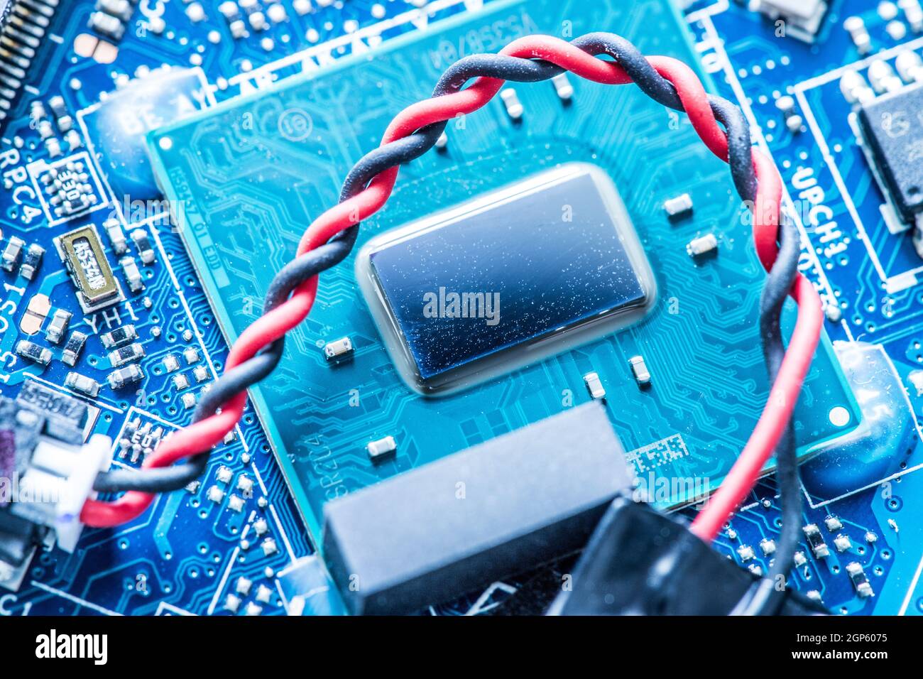 Computer chip on a circuit board, close up; Computer technology Stock ...