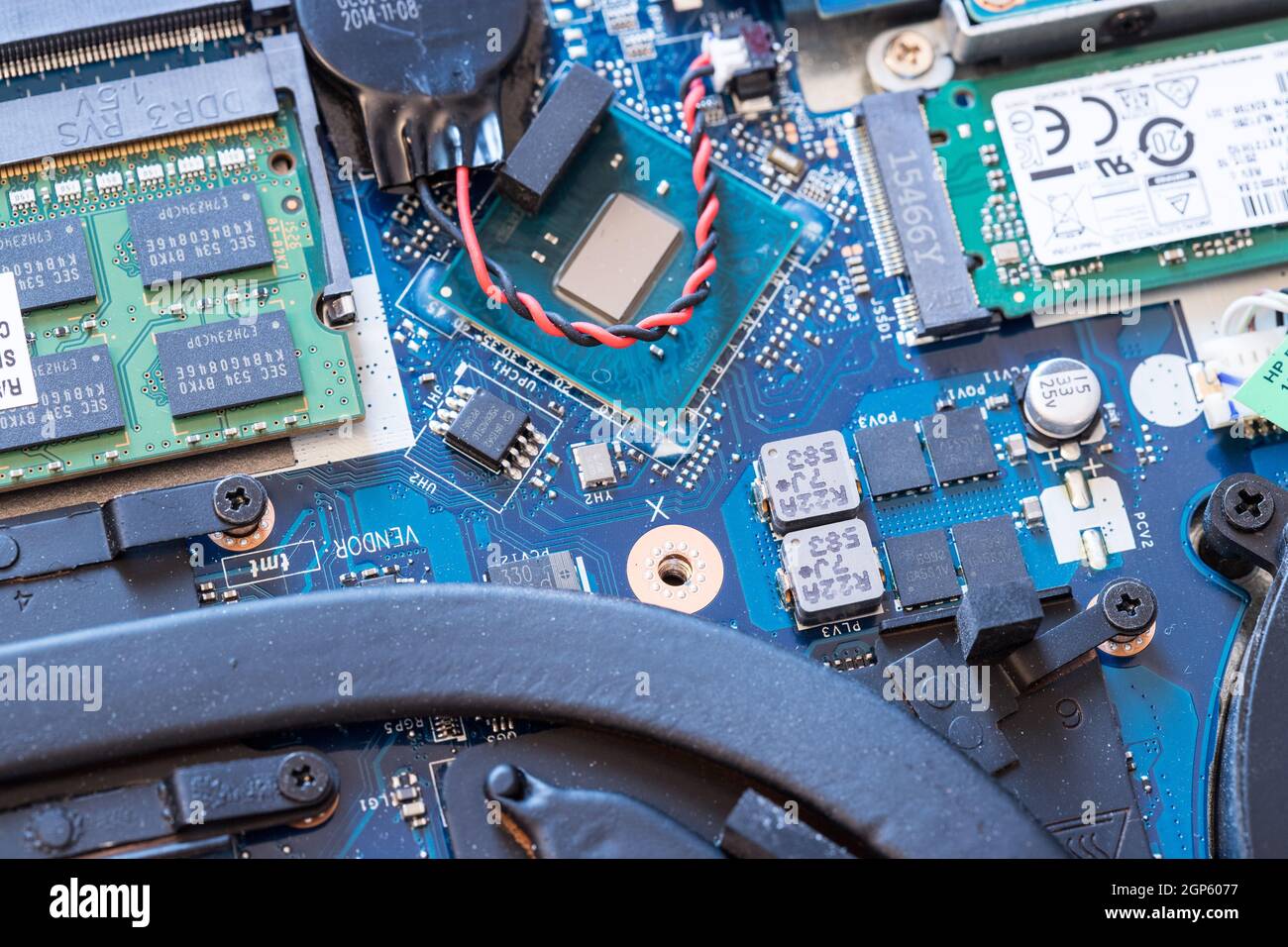 Computer chip on a circuit board, close up; Computer technology Stock ...