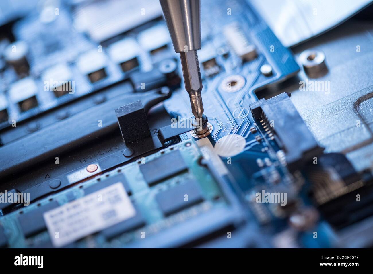 Computer chip on a circuit board, close up; Computer technology Stock ...
