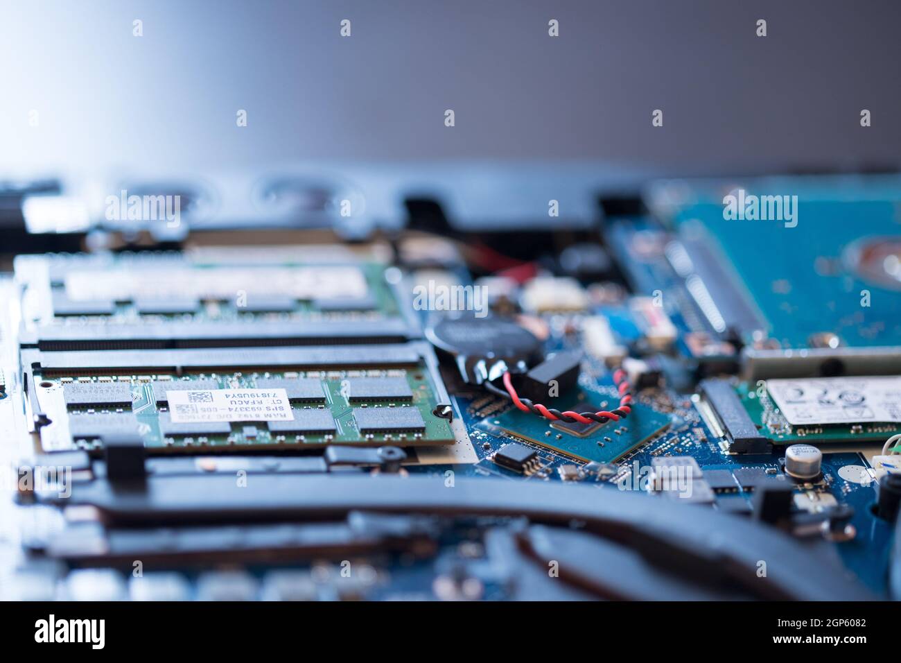 Computer chip on a circuit board, close up; Computer technology Stock ...