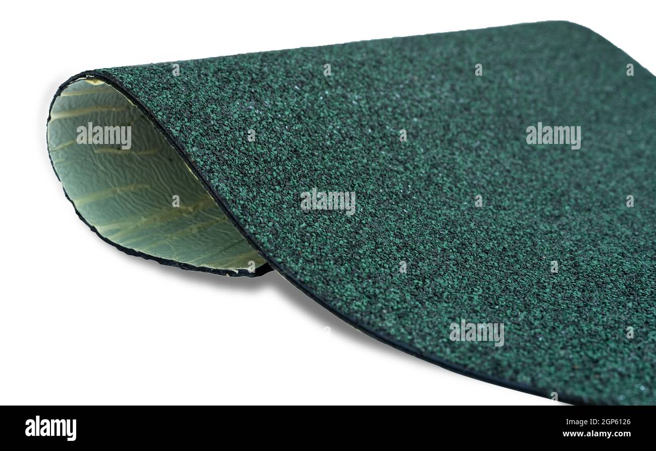 Selective focus on hunter green color shingle roof on white background ...