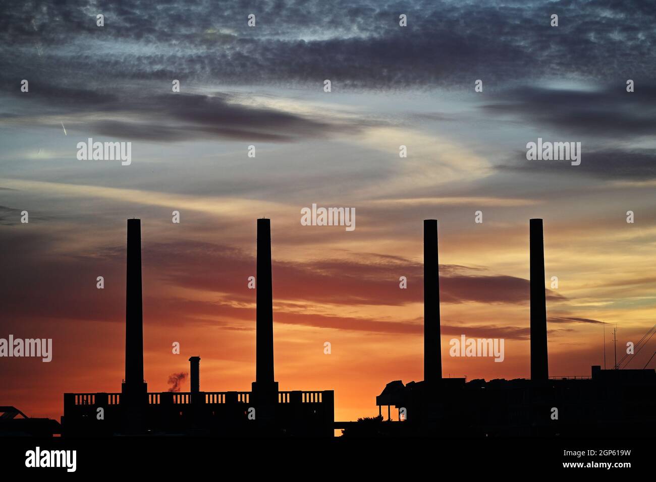 Wolfsburg, Germany. 28th Sep, 2021. View of the silhouette of the ...
