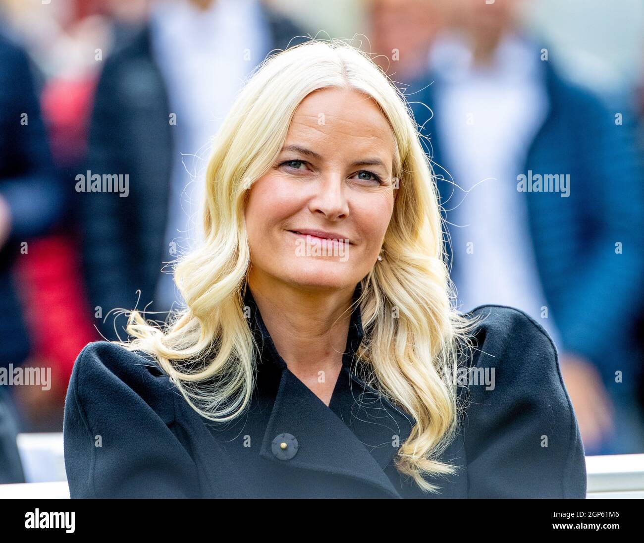 Crown Princess Mette-Marit of Norway during a visit to Høytorp Fort in ...