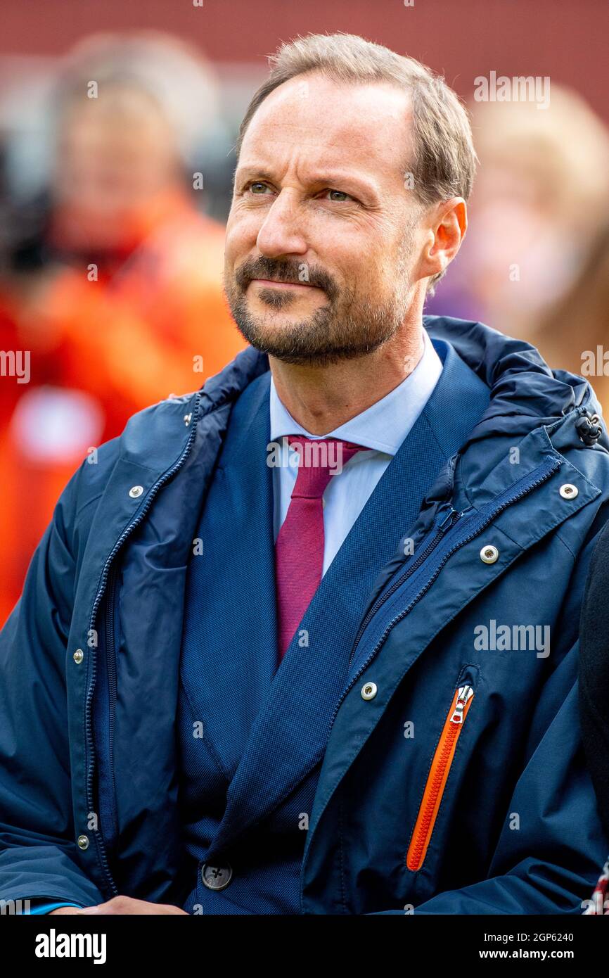 Crown Prince Haakon of Norway during a visit to Høytorp Fort in Mysen ...