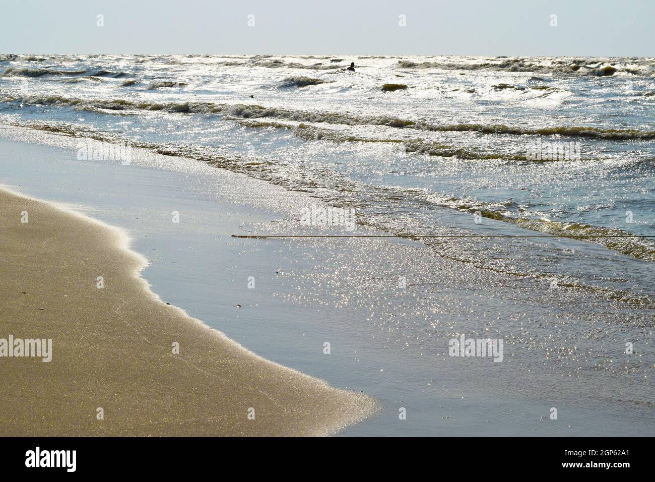 The coast of the Sea of Azov. Beach Sea summer months. Evening time ...