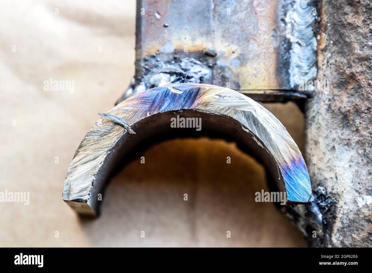 Welding parts racks rods by electric welding. Traces of the use of ...