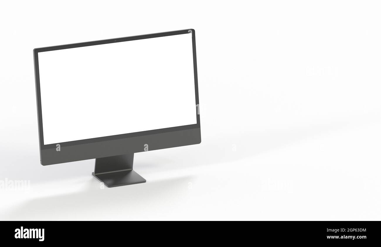 3D realistic computer with a blank screen, isolated in the white ...