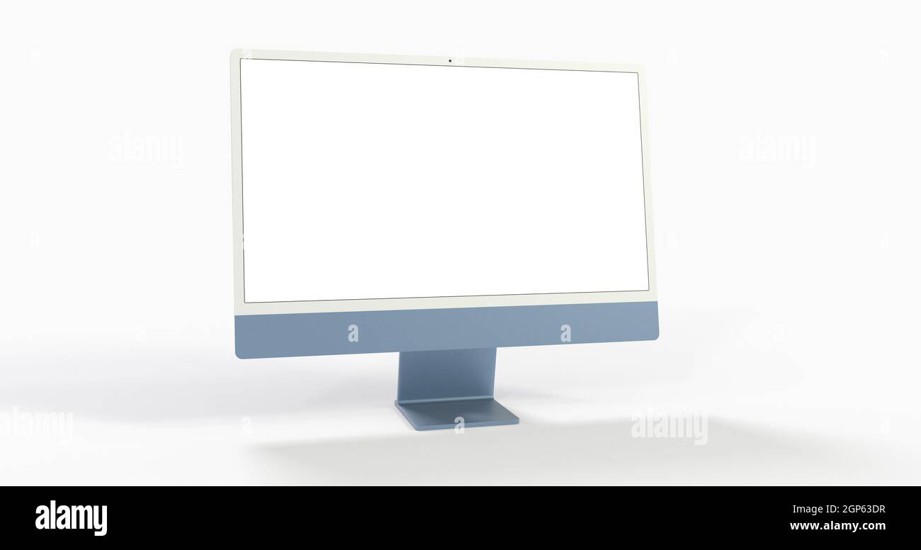 Computer display mock-up with a blank white screen. The stylish desktop ...