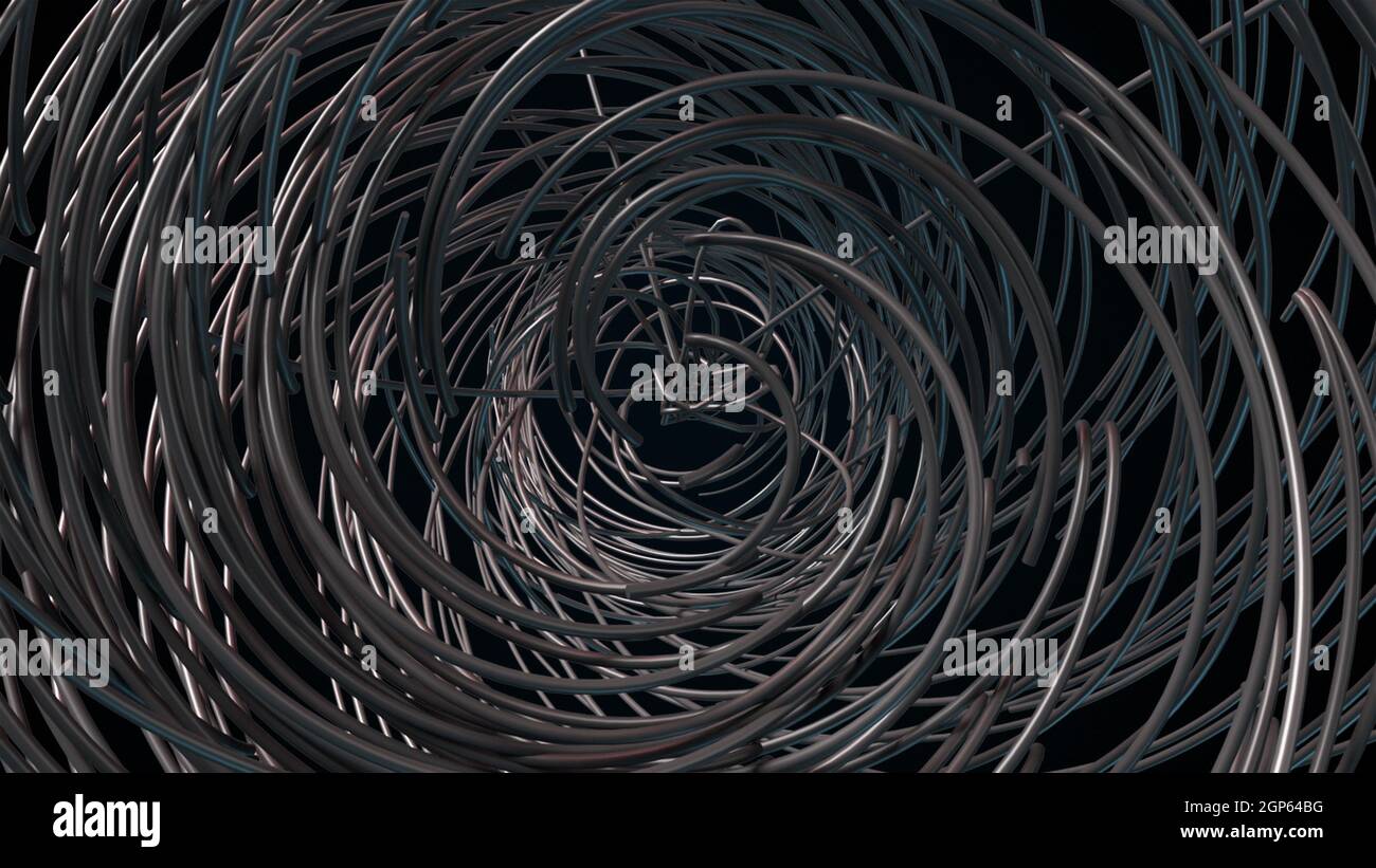 Close-up plexus of random splines, computer generated. 3d rendering of ...