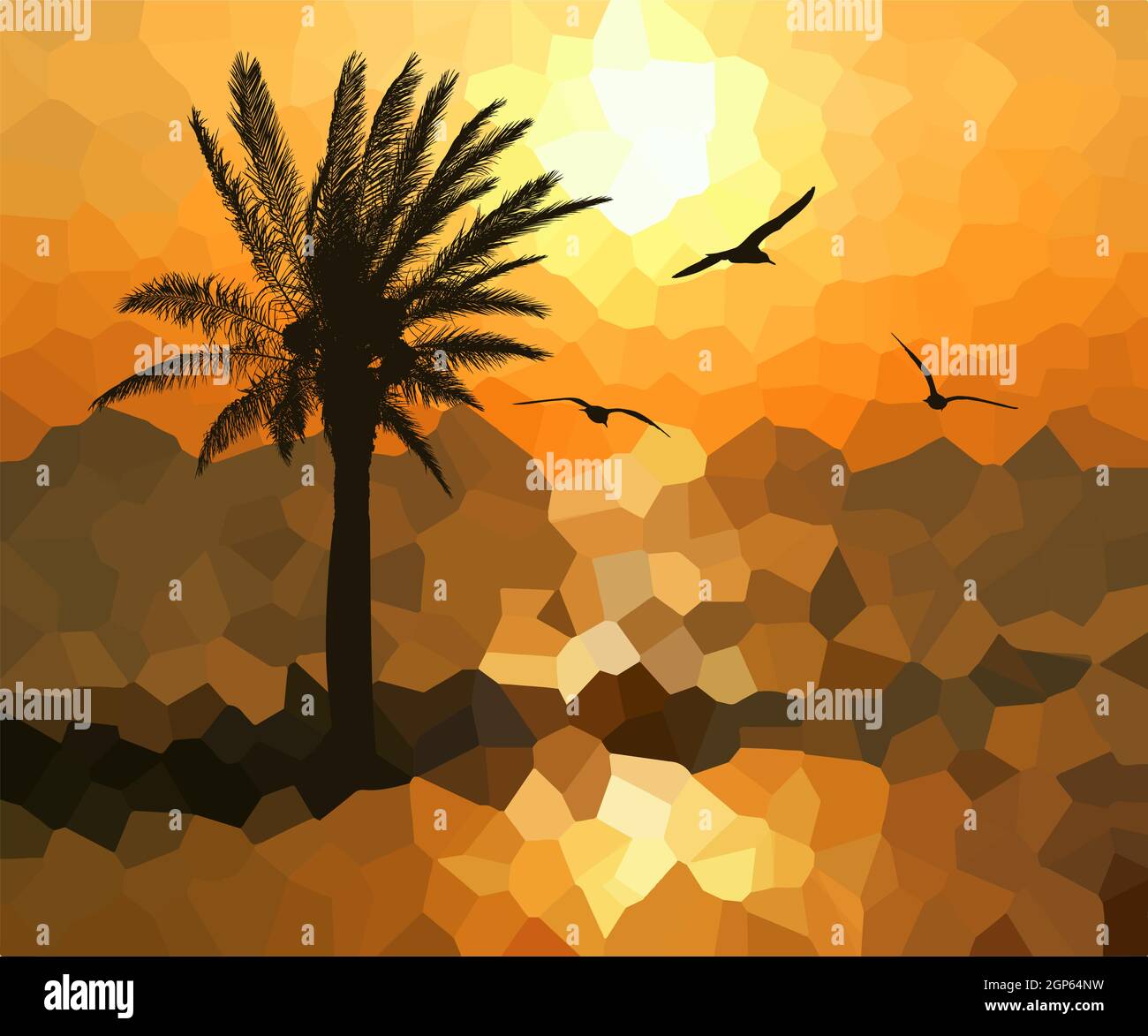 Abstract background of a palm tree at sunset. Vector Stock Vector Image ...