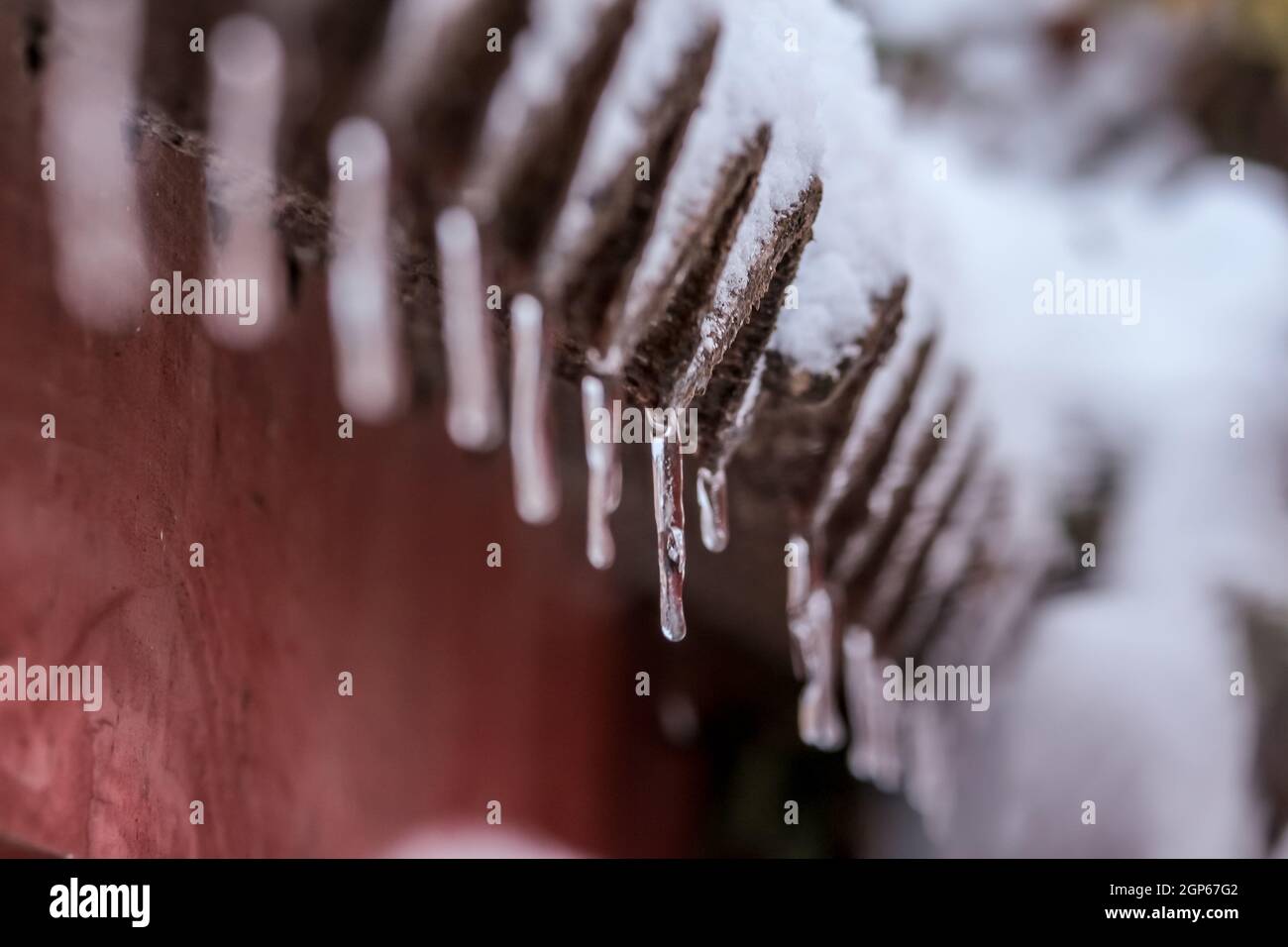 Close up shot of icicles during winter Stock Photo - Alamy