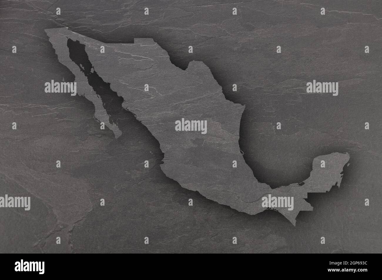 Map of Mexico on dark slate Stock Photo - Alamy