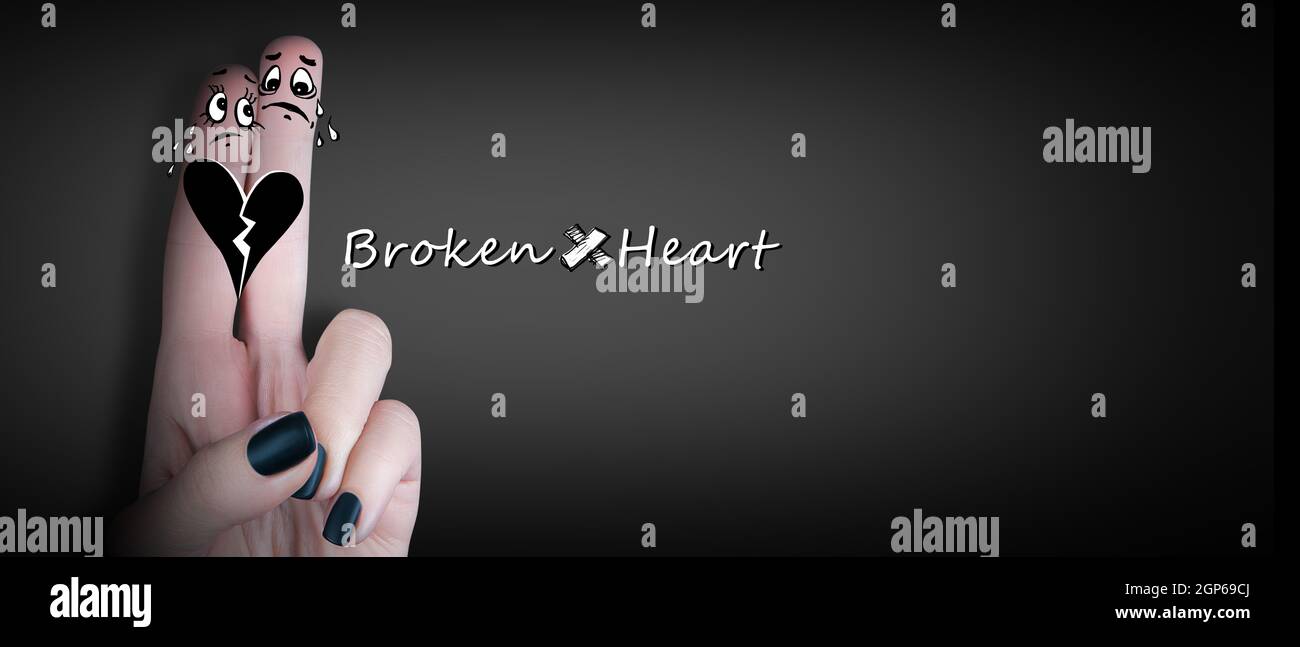 Heartbreak concept with broken heart. Separation and divorce. 3d ...