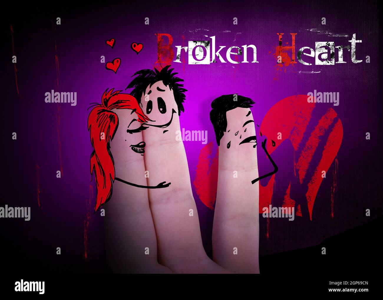 Heartbreak concept with broken heart. Separation and divorce. 3d ...