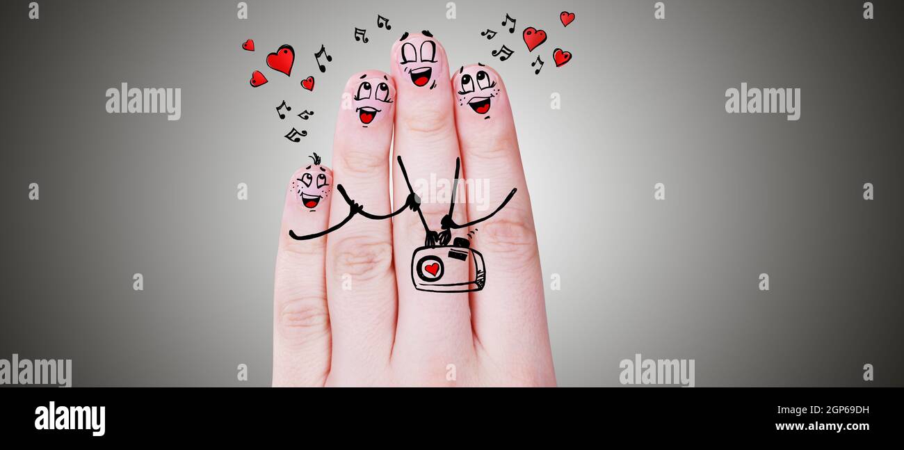 Painted happy fingers in love. Happy family concept Stock Photo - Alamy