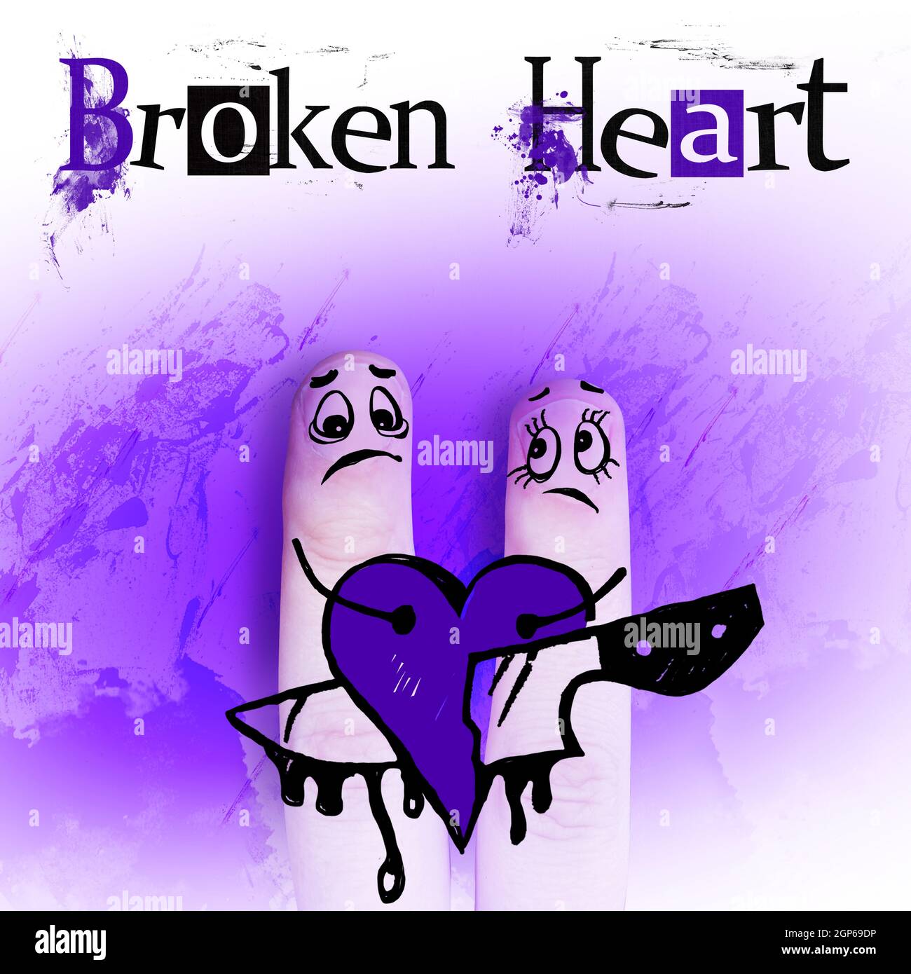Heartbreak concept with broken heart. Separation and divorce. 3d ...