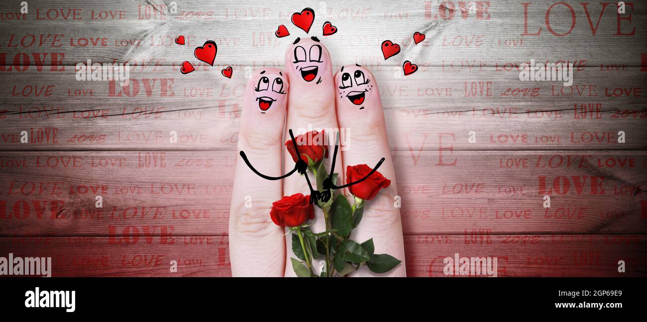 Painted happy fingers in love. Happy family concept Stock Photo - Alamy