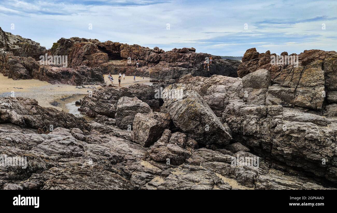 Rocky beach landscape at las grutas, punta ballena, uruguay Stock Photo ...