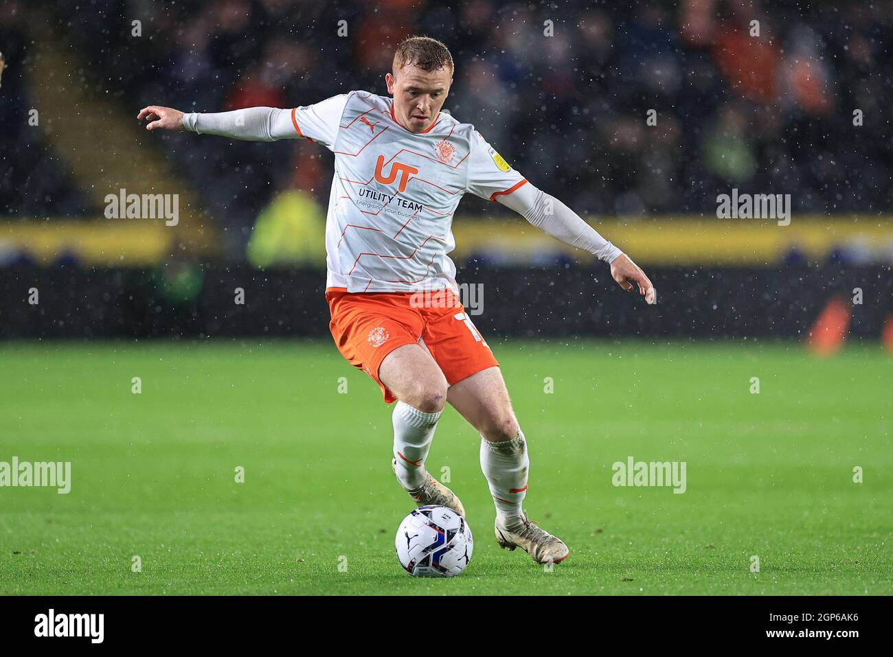 Shayne Lavery #19 of Blackpool in action during the game Stock Photo ...