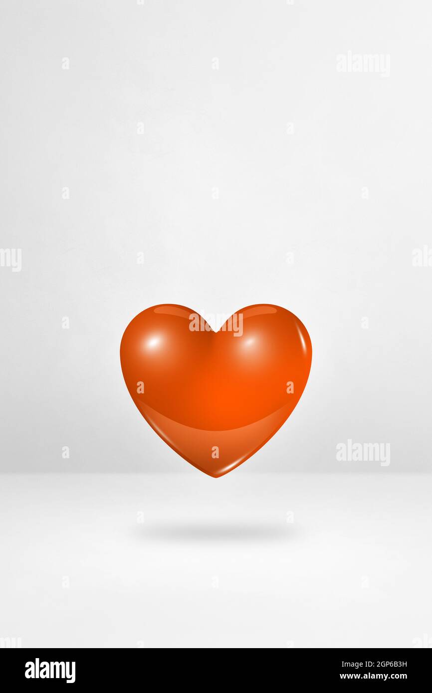 3D orange heart isolated on a white studio background. 3D illustration ...