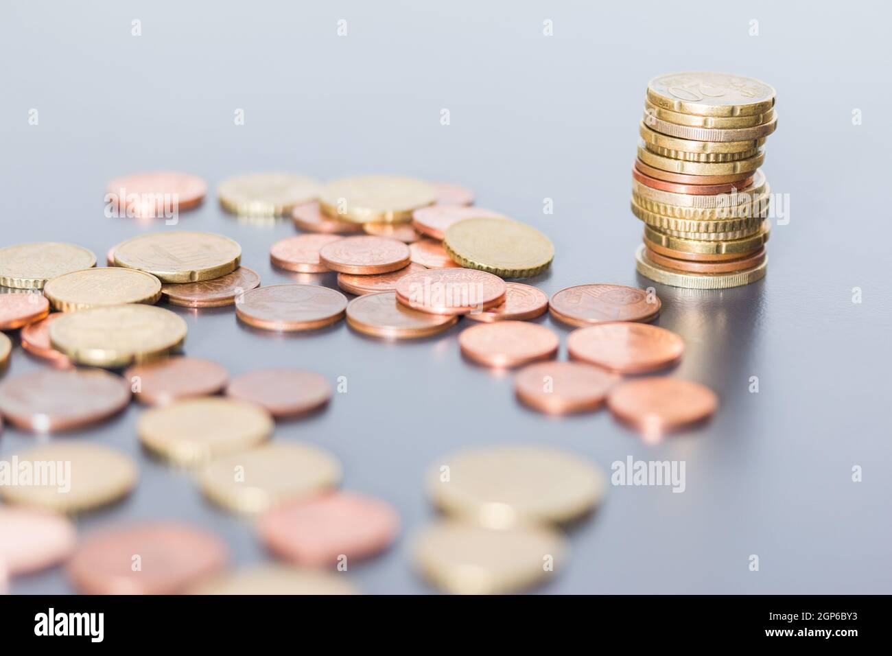 Coins stacked on each other, close up picture, money concept Stock ...