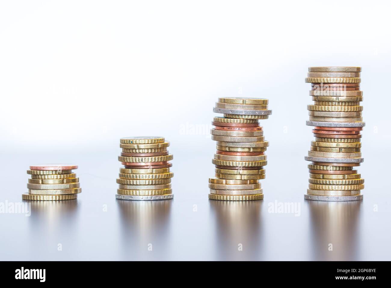 Coins stacked on each other, close up picture, money concept Stock ...