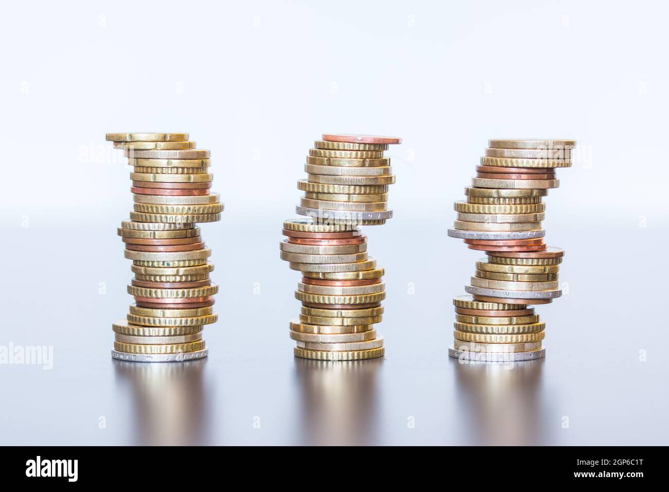 Coins stacked on each other, close up picture, money concept Stock ...