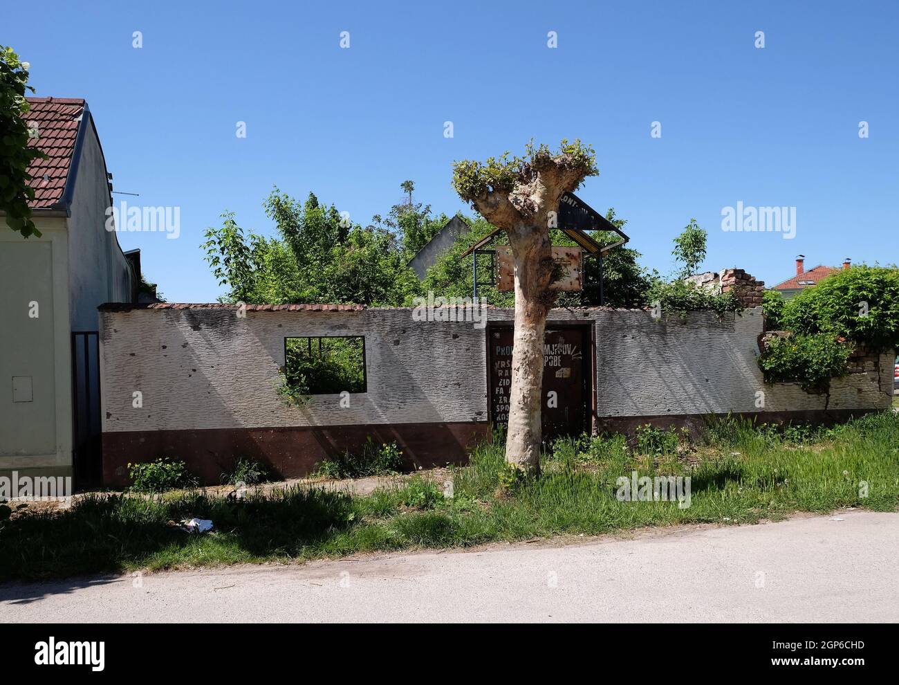 Destroyed house as war aftermath. The Croatian War of Independence was ...