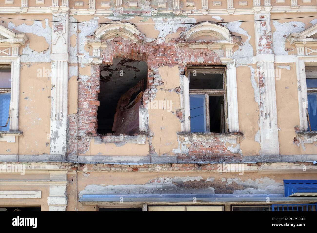 Destroyed house as war aftermath. The Croatian War of Independence was ...