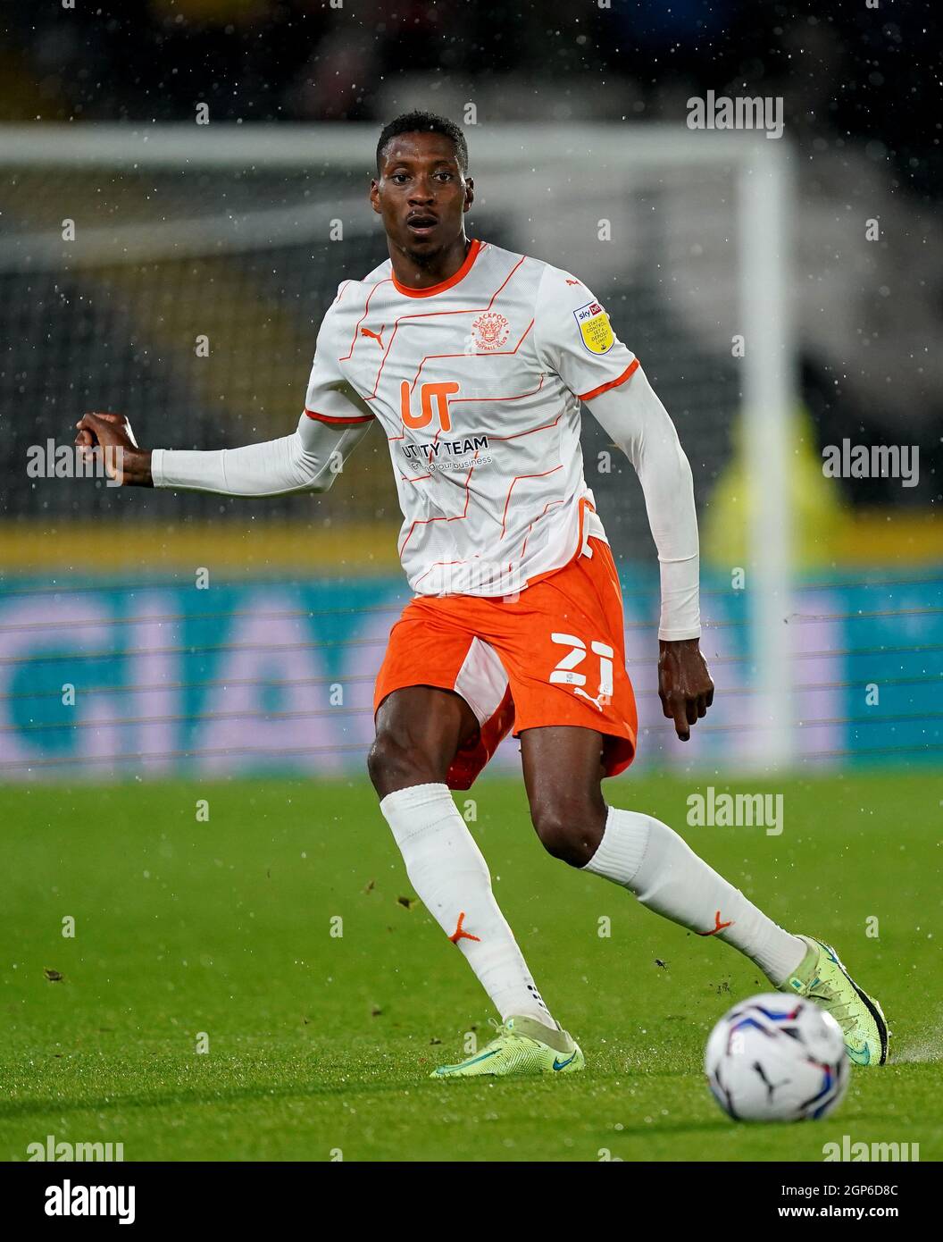 Blackpool's Marvin Ekpiteta in action during the Sky Bet Championship ...