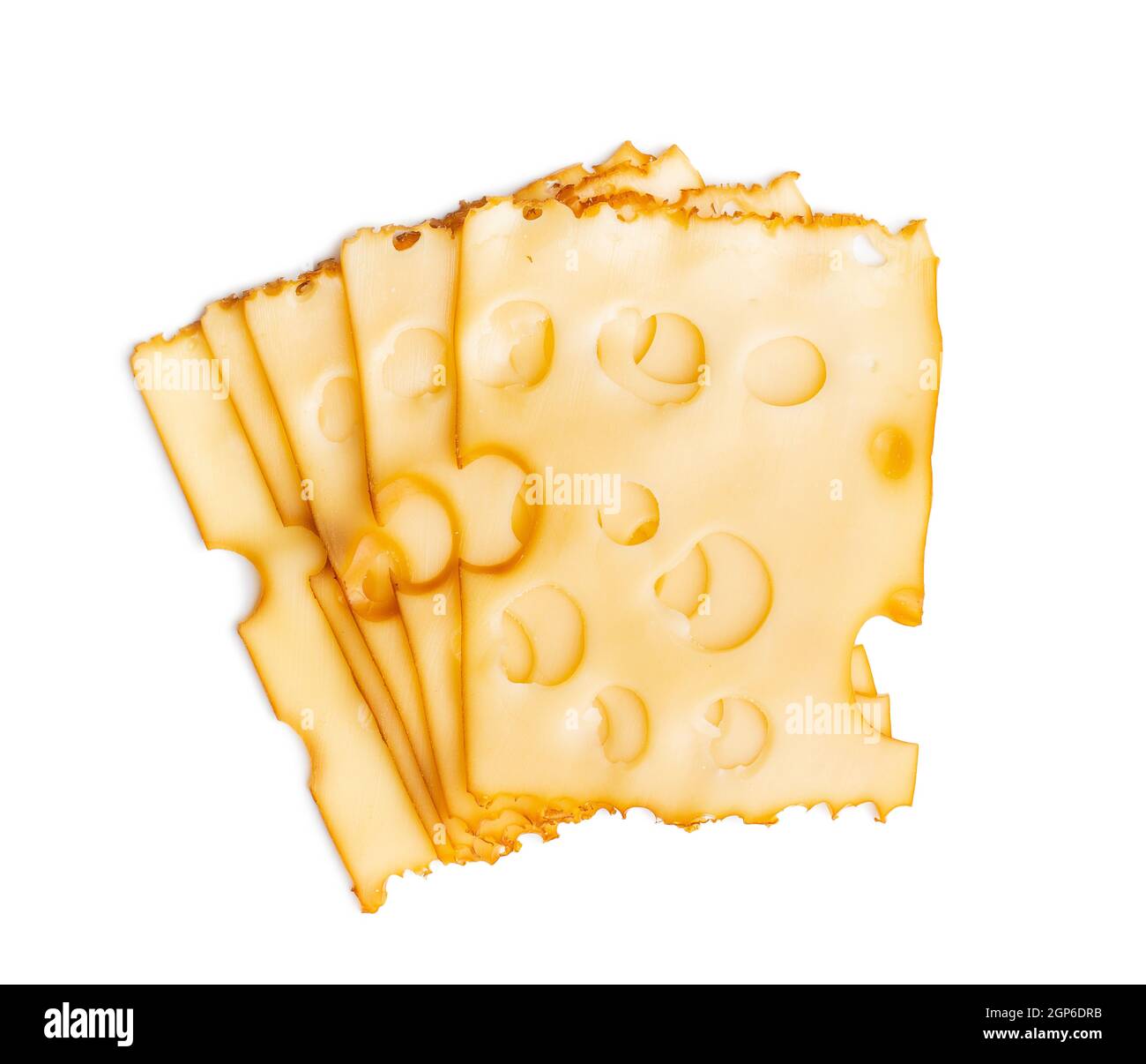 Sliced smoked hard cheese isolated on white background Stock Photo - Alamy