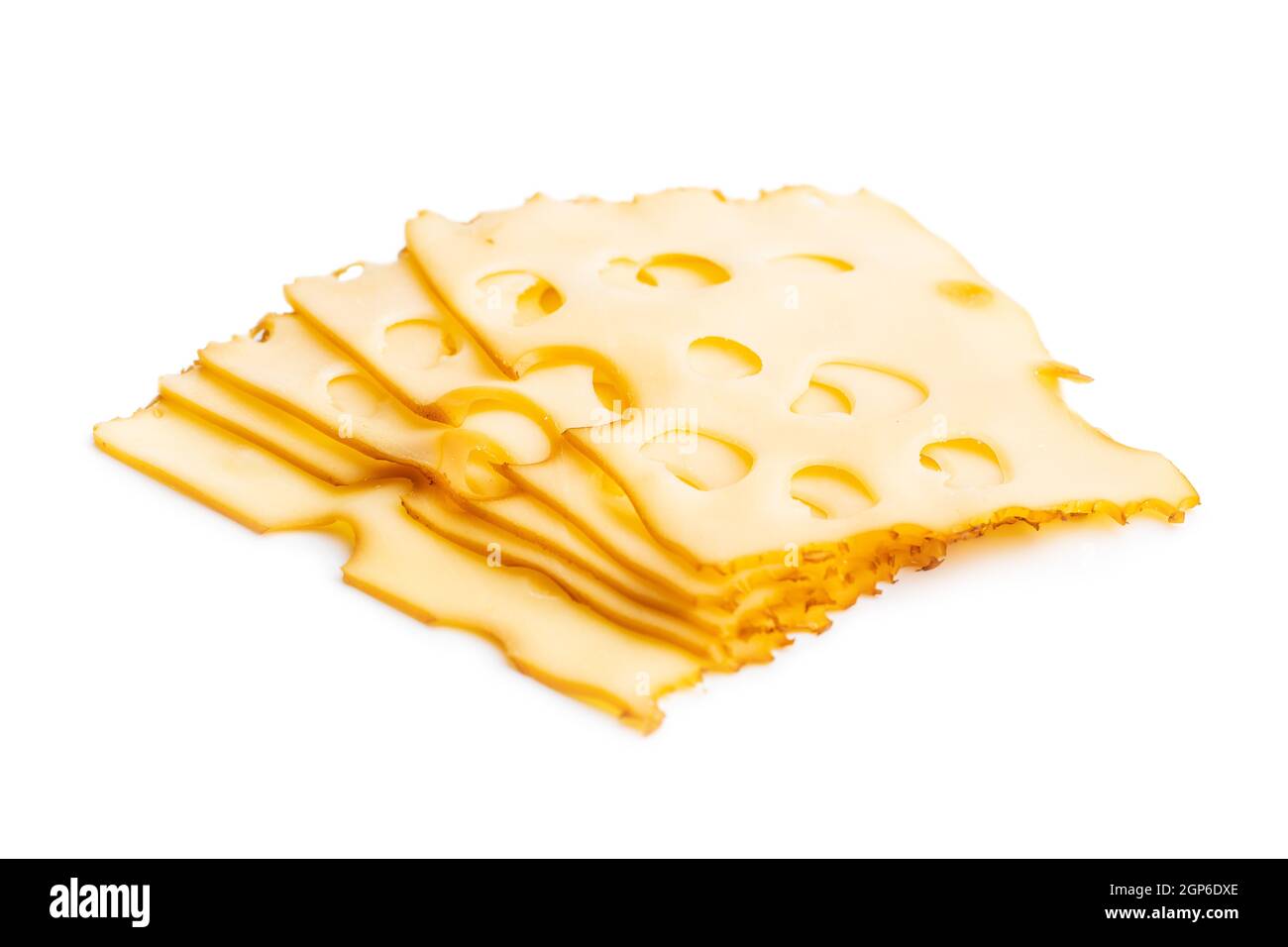 Sliced smoked hard cheese isolated on white background Stock Photo - Alamy