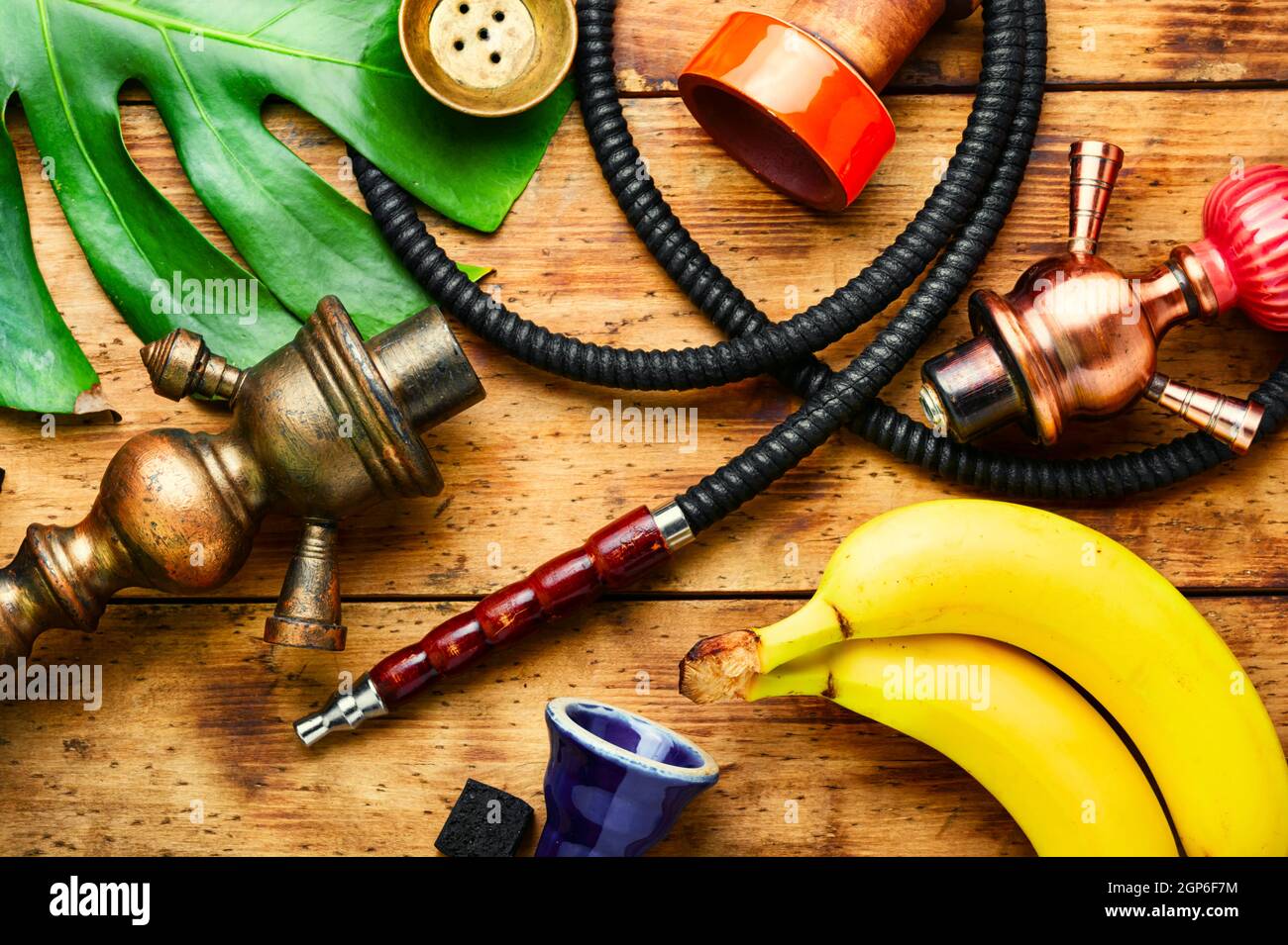 Hookah with banana aroma for relax.Banana shisha tobacco.Eastern shisha ...